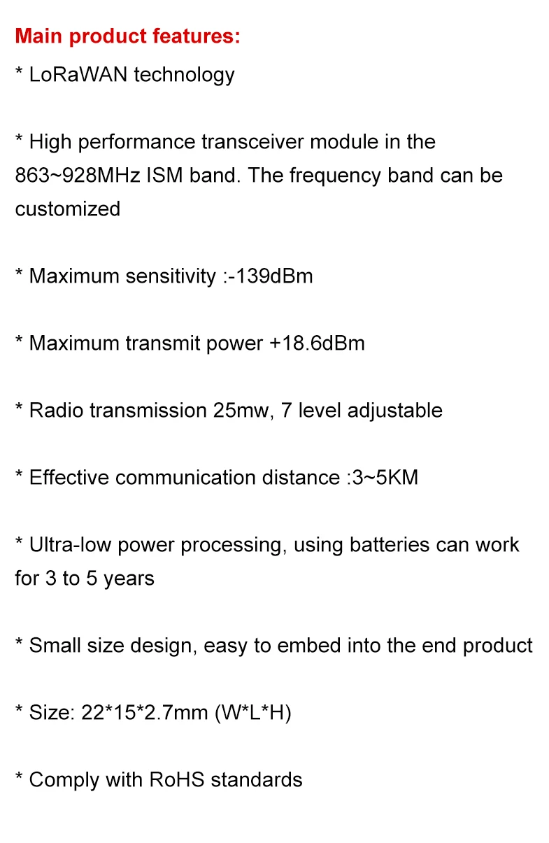 LoRa_DL7612 Low power bi-directional transceiver standard lorawan module with Apollo1 MCU ...