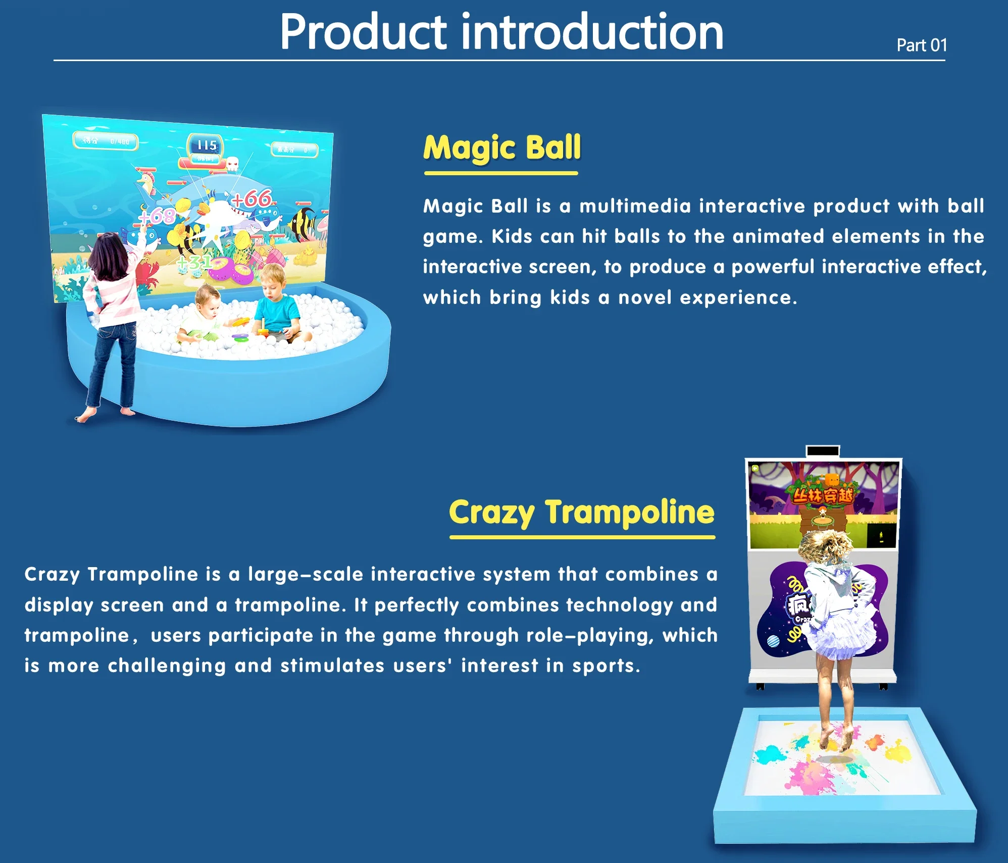 Indoor Playground Equipment Crazy Trampoline Interactive Children ...