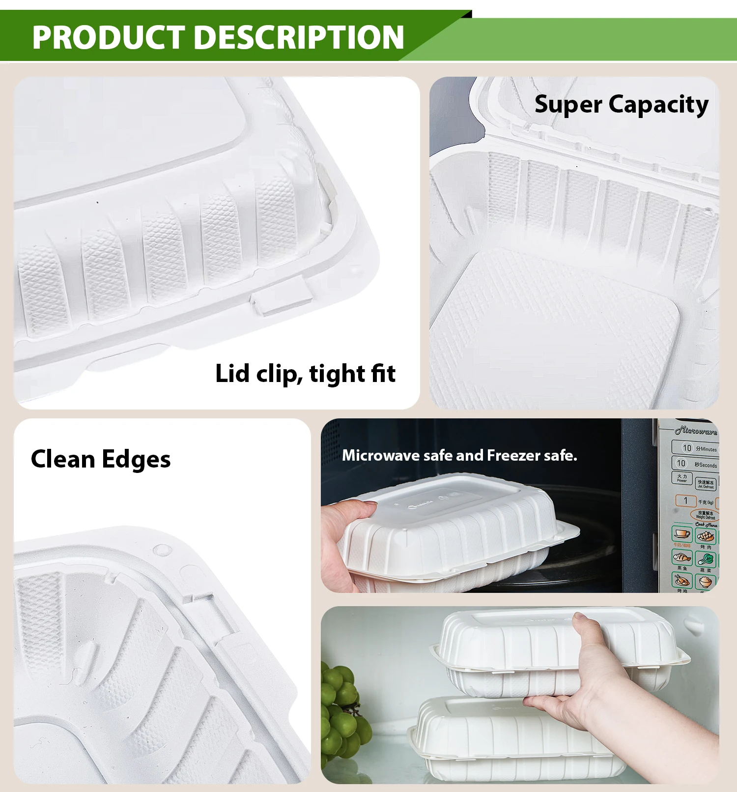 FULING 200 Pack 9x6x3 Inch Custom Logo Disposable Take Out Box MFPP ...