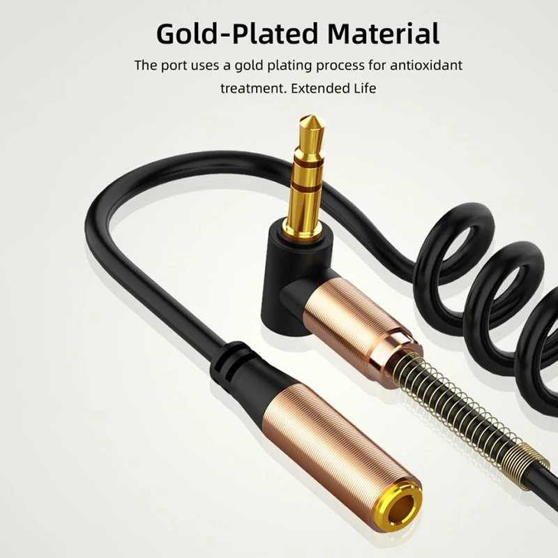 3.5mm Right-angle Right Angle 90 Degree 3.5mm Male To Female Coiled ...