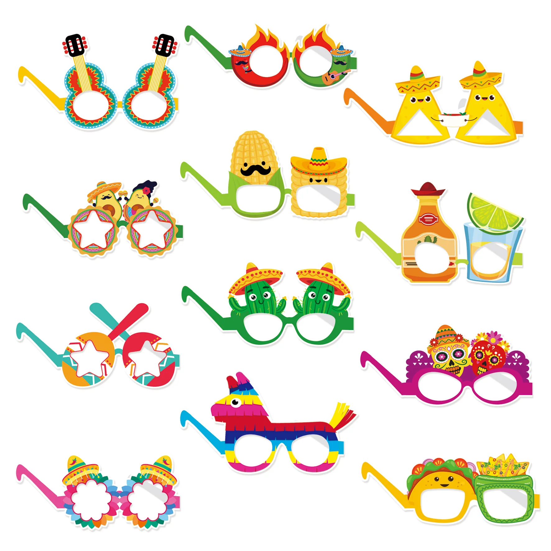 Fiesta Eyeglasses Cinco De Mayo Paper Glasses Mexican Themed Decoration ...