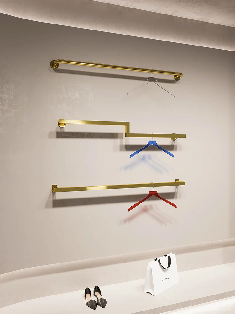 Apparel Clothing Store Display Stand Clothes Wall Mounted Shelf Custom ...