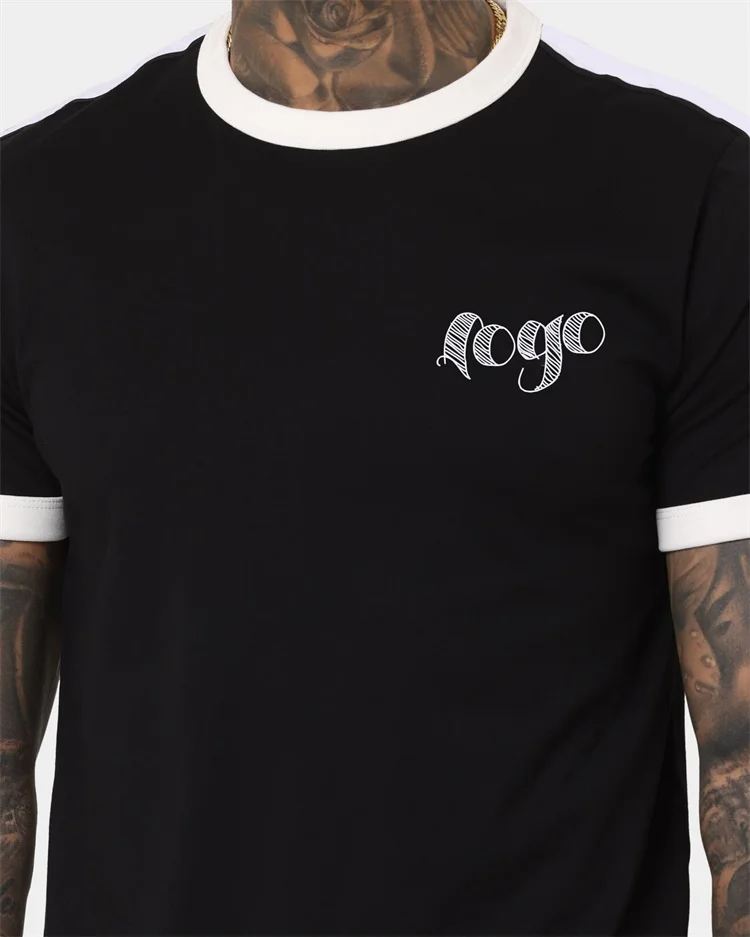 Oem Custom Logo Men Ringer T Shirt 100% Cotton Slim Fit Muscle Gym Tee ...