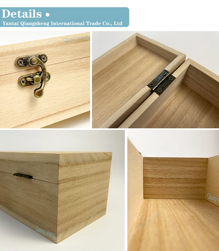 Custom Logo Cheap Wooden Box Hinge Lid Solid Pine Wood Keepsake Gift ...