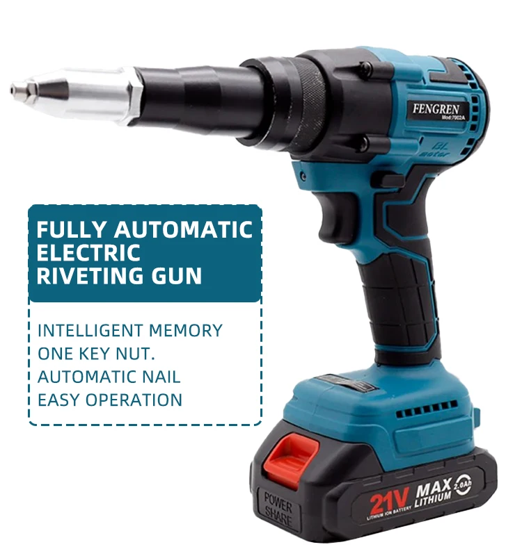 400w 20v Rechargeable Battery Rivet Gun Electric Lithium Cordless Rivet ...