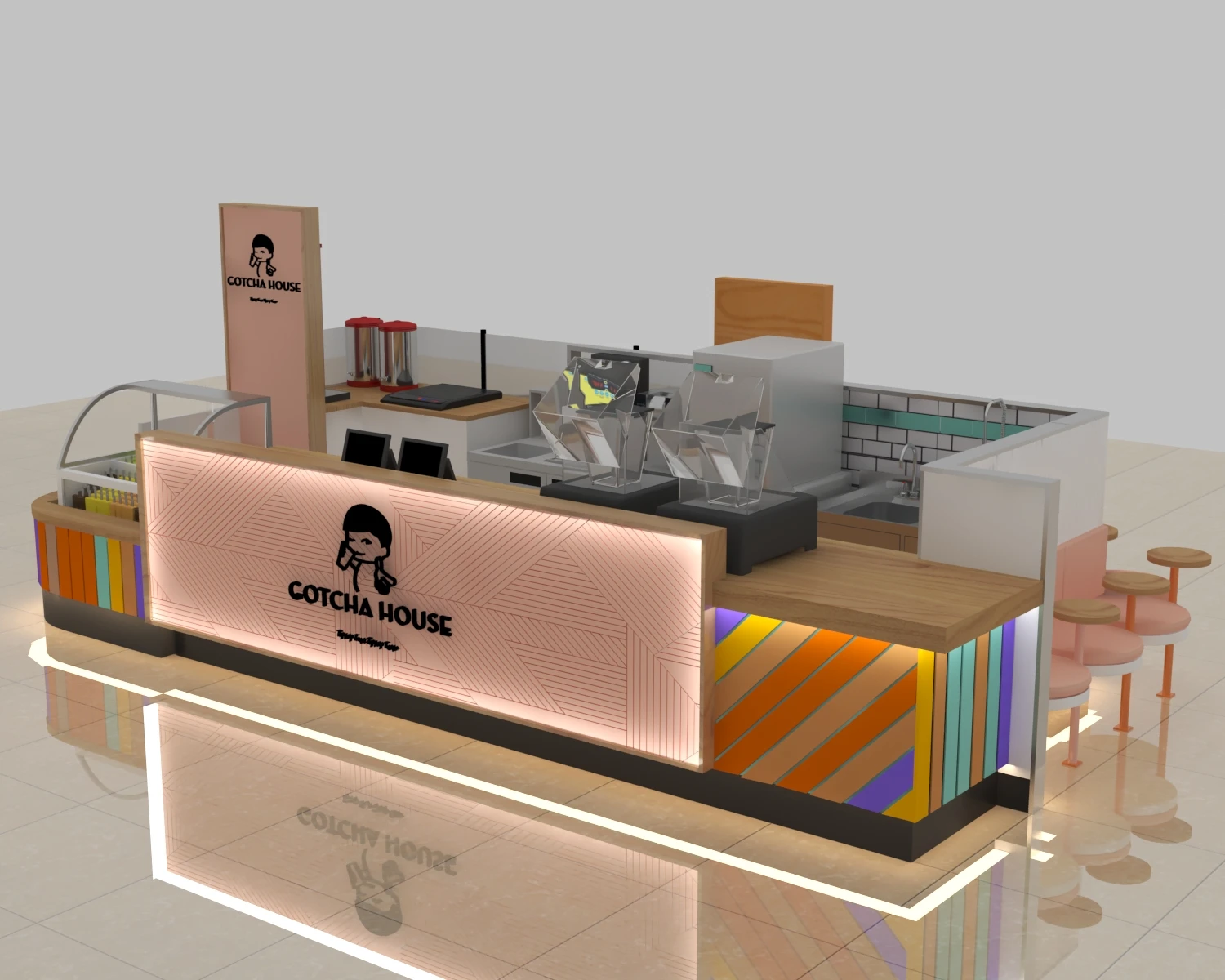 Lovely Bubble Tea Kiosk Design Shopping Mall Coffee Juice bar Counter ...