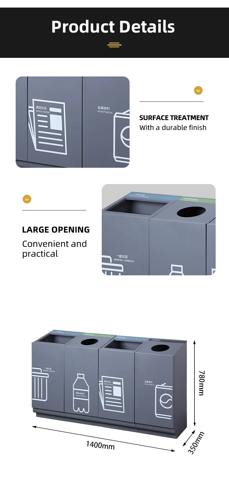 Top Design Stainless Steel Waste Bin For Shopping Mall Metal Rubbish ...