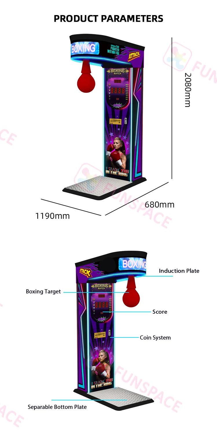 Funspace Coin Operated Arcade Punch Boxing Machine Electronic Dynamic Boxing Arcade Game Machine ...