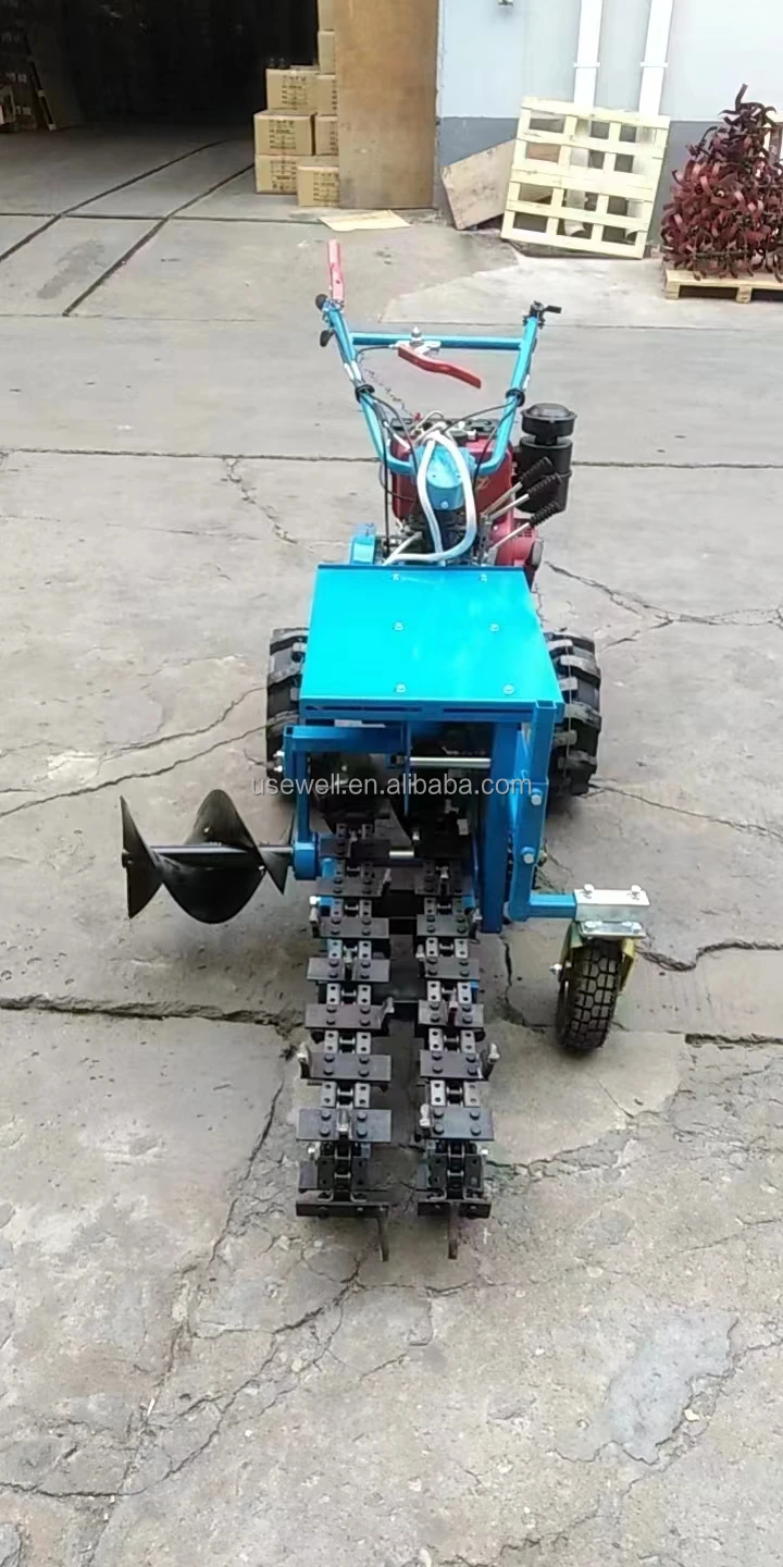 Trencher Ditcher Single Double Chain Ditch Digging Machine Hand-plush ...