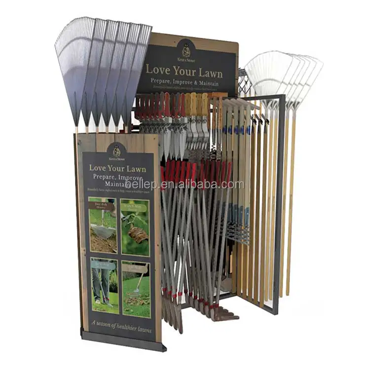 Hardware Store Floor Metal Display Rack Garden Tools Shelf Shovel ...