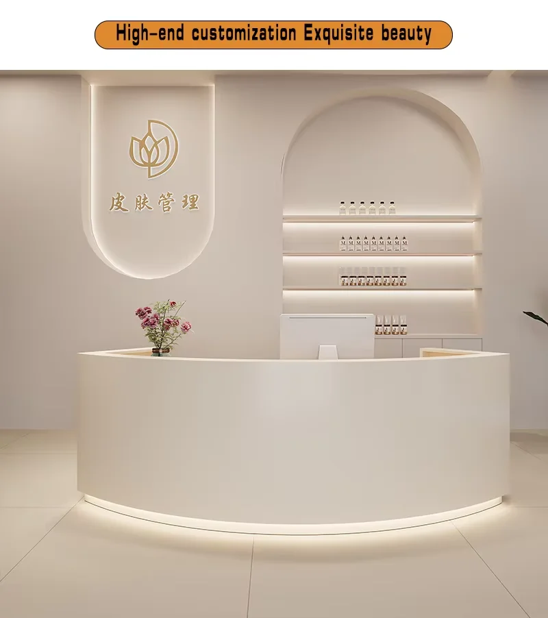 Modern Reception Circular Reception Desk Wooden Lacquered and ...