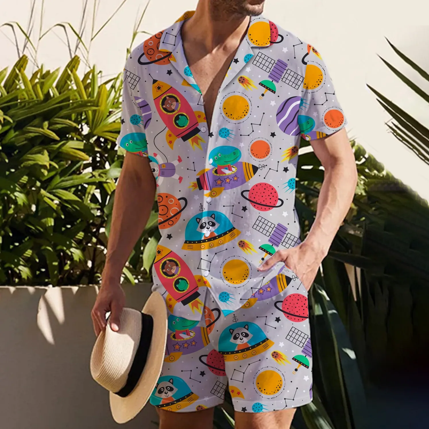 3d Printed Cartoon Fruit Flower Pattern Men's Shirt Set Summer Leisure ...
