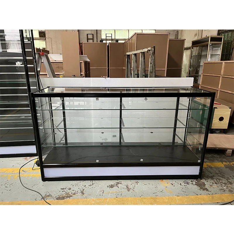 6ft Full Vision Glass Display Case with Colorful Light Base for Smoke ...