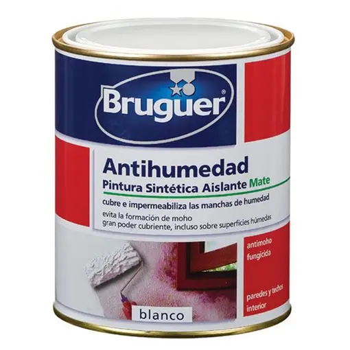 pintura antihumedad mate blanca 0,750l, resistente a la humedad, ideal ...