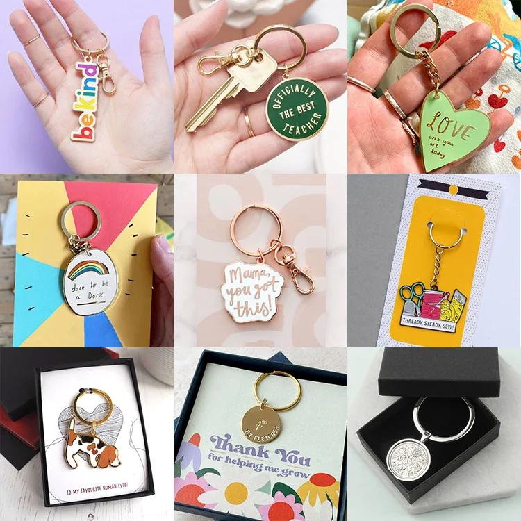 Custom Artwork Metal Gold Key Chains - Perfect for Gifts