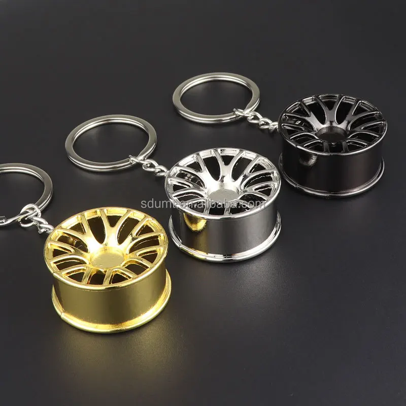 Gold Car Wheel Keychain Turbo Keyring Mini Metal Car Wheel Hub Rim ...