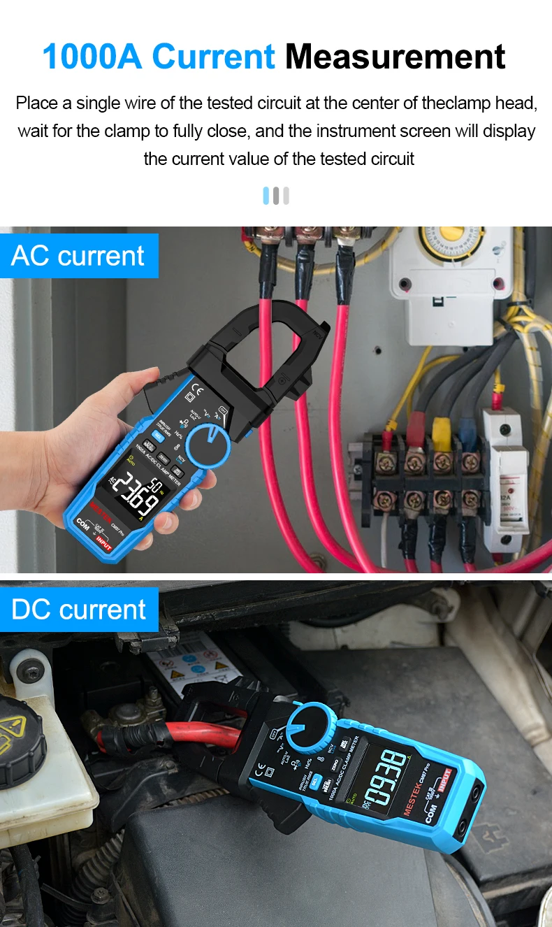 CM87PRO Digital Clamp Meter 1000A - True RMS AC/DC Current Tester with ...