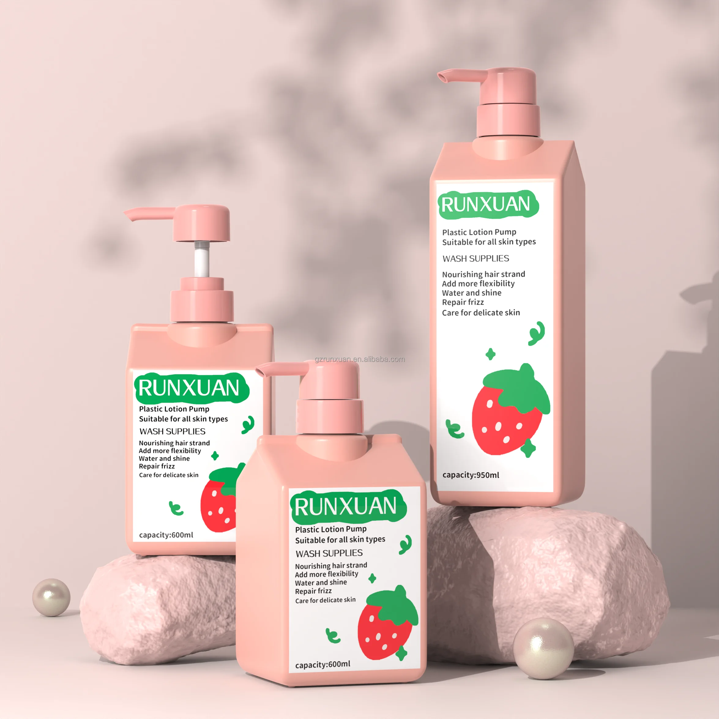 Runxuan 600ml HDPE Empty Cosmetic Lotion Body Wash Bottles 950ml ...
