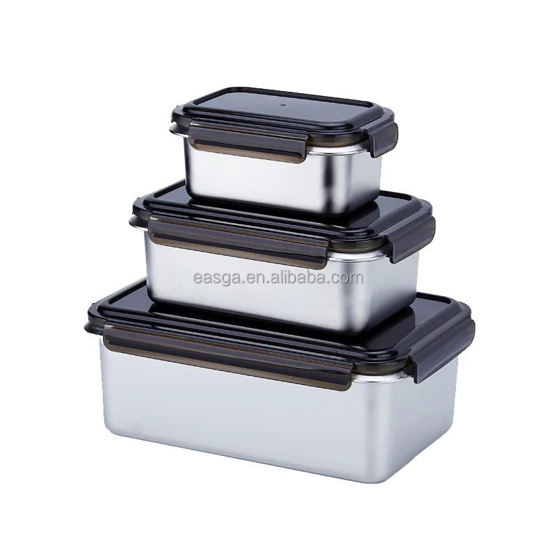 3 Set Stainless Steel Food Container With Lid Food Storage Container ...