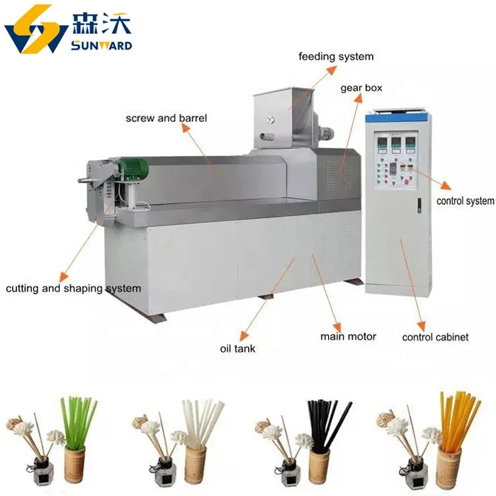 Biodegradable Twin Screw Edible Corn Starch Straw Making Extruder ...