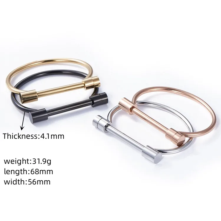 Stainless Steel D Shape Bar Screw Shackle Horseshoe Buckle Bracelet ...