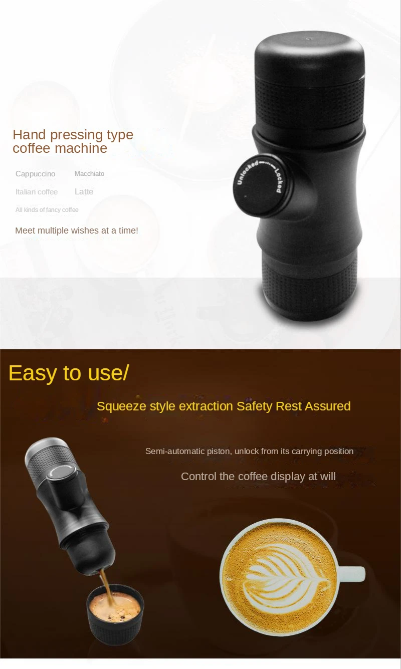 Italian Mini Manual Espresso Machine Hand Pressure Plastic Portable ...