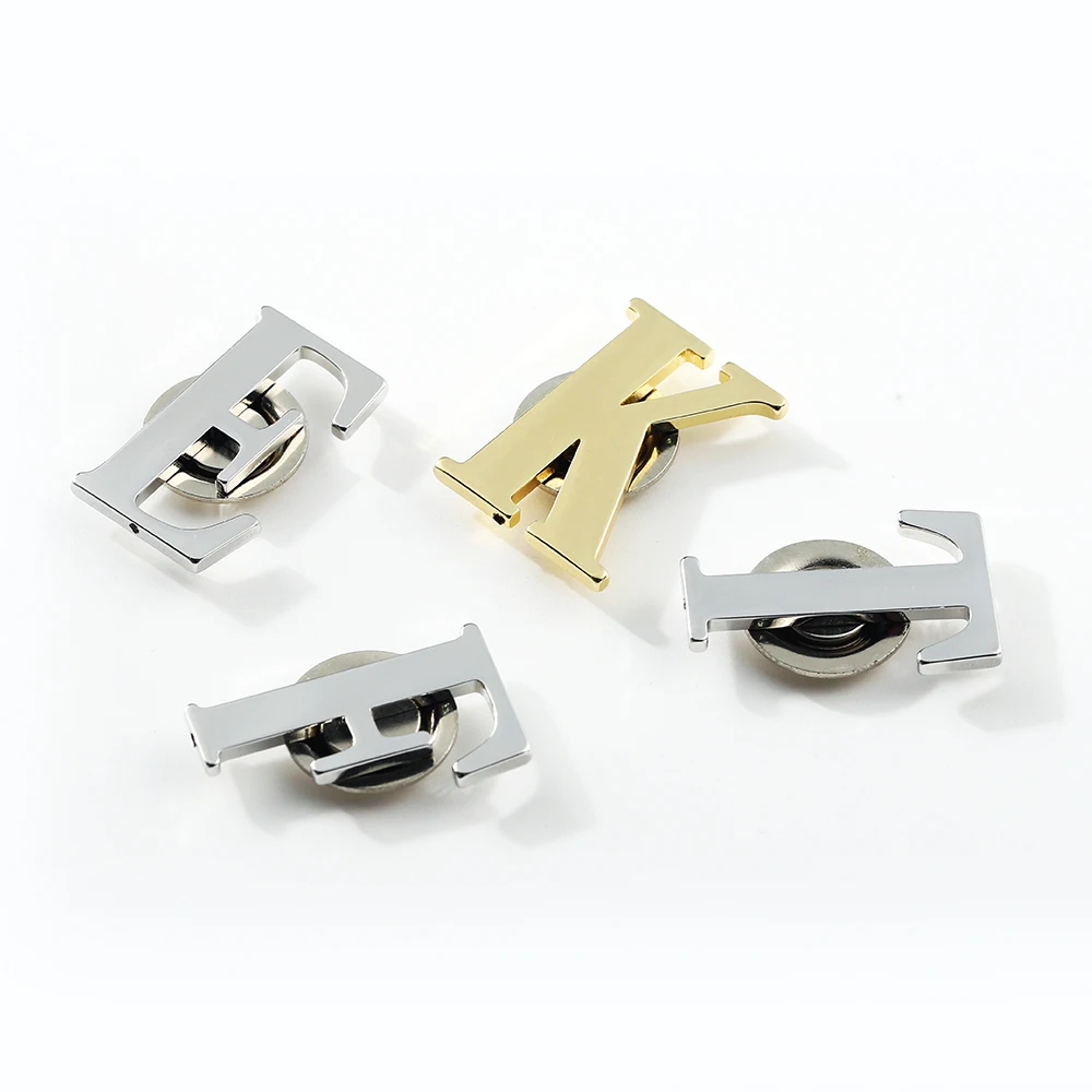 Custom Metal Gold Silver Blank Alphabet Letter Badge Magnet Initial ...