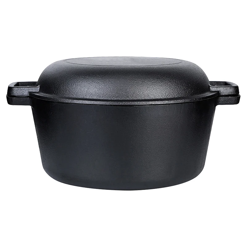 2 In1 Cast Iron Dutch Oven Cast Iron Casserole With Skillet Stew Pot ...