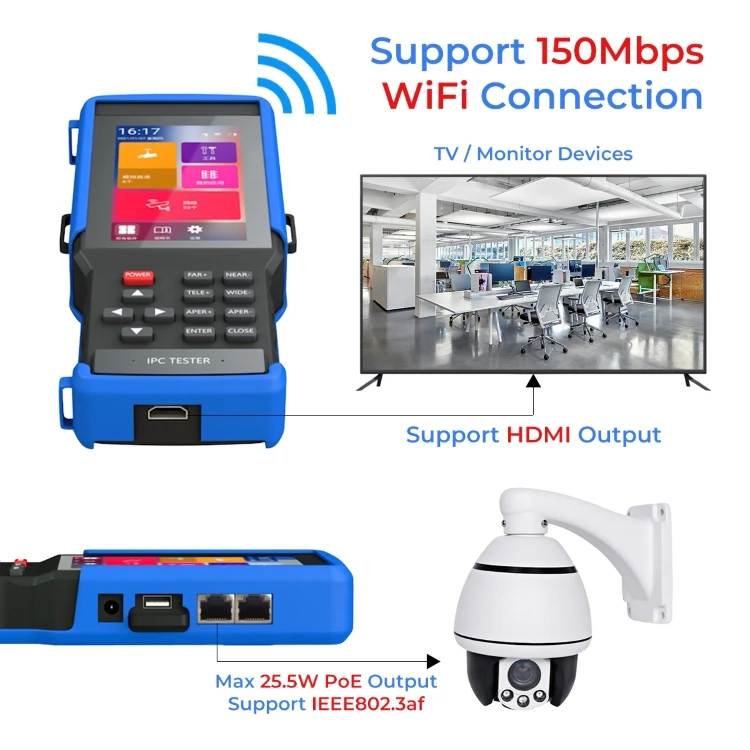 Mini 4.5inch Cctv Tester Monitor Ipc/analog Camera Tester 4k Ipc Poe ...
