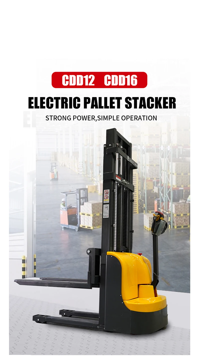 Full Electric Pallet Portable Stacker Forklift Hand 1000kg