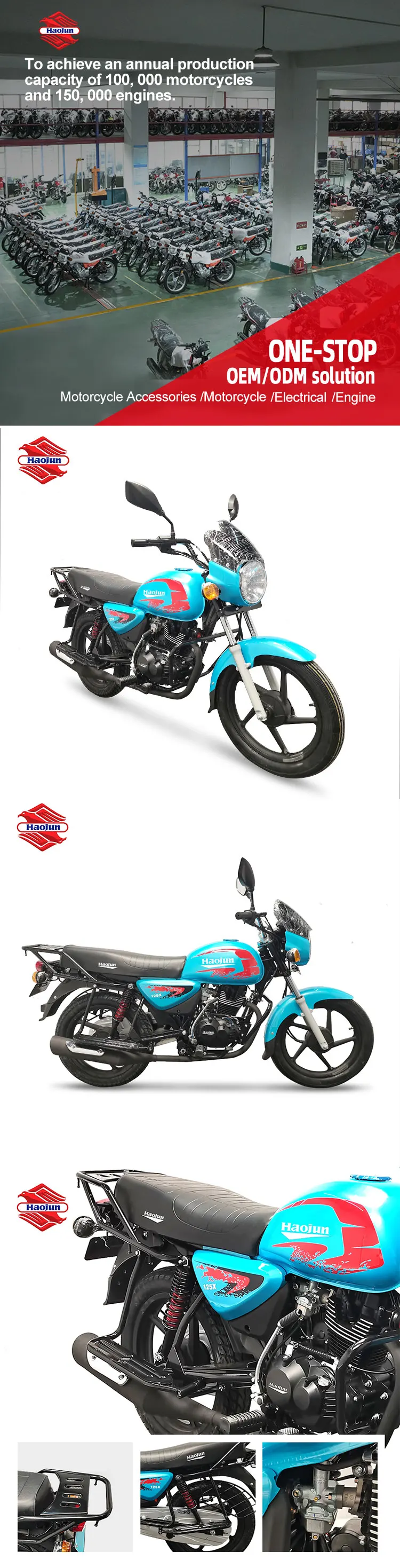 Haojun Factory 4 Stroke Bajaj Boxer Motorcycle 100cc Dirt Bike