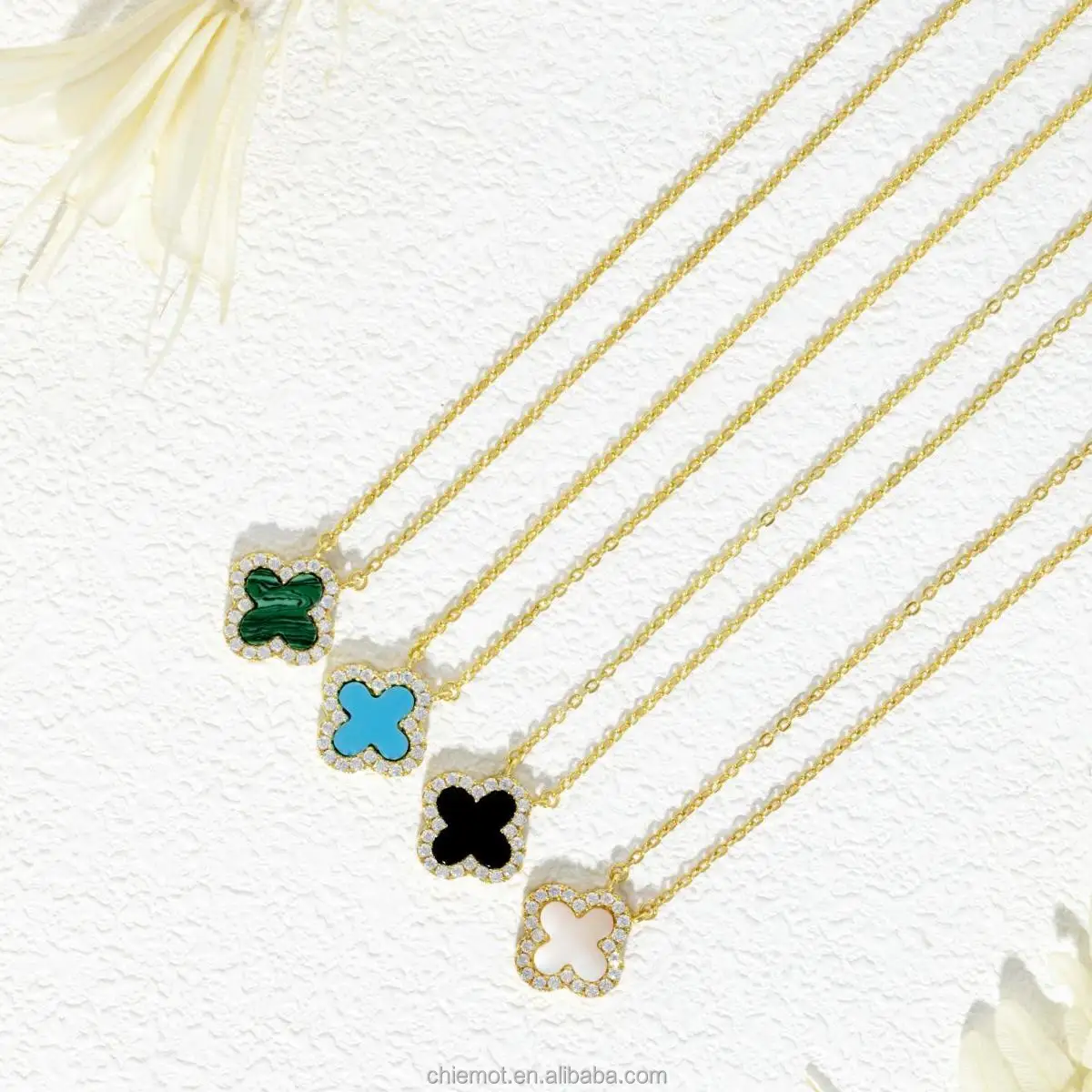 Fashion Designer Brand Gold Plated Stainless Steel Four Leaf Clover ...