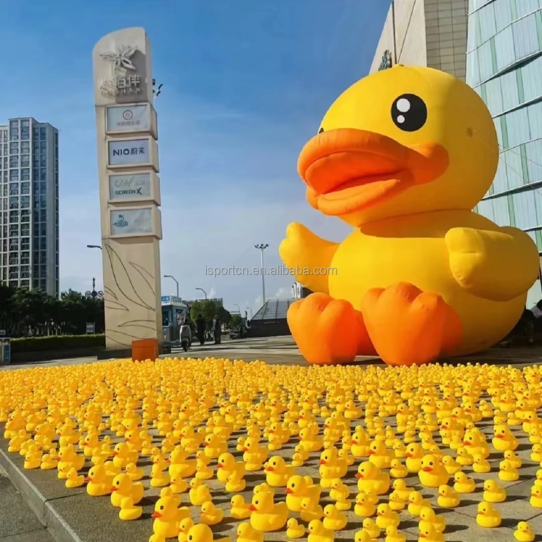 Giant Inflatable Cartoon Yellow Rubber Duck , Water Fixed Yellow Duck ...