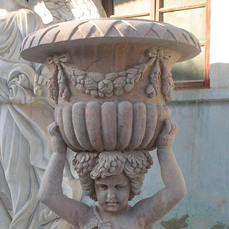Fancy Outdoor Garden Large Antique Marble Murloc Statue Flower Pots ...