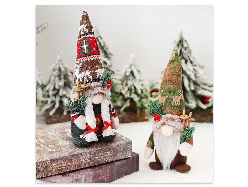 Customizable Christmas Faceless Gnomes Elf Figurine with Knitted Hat ...
