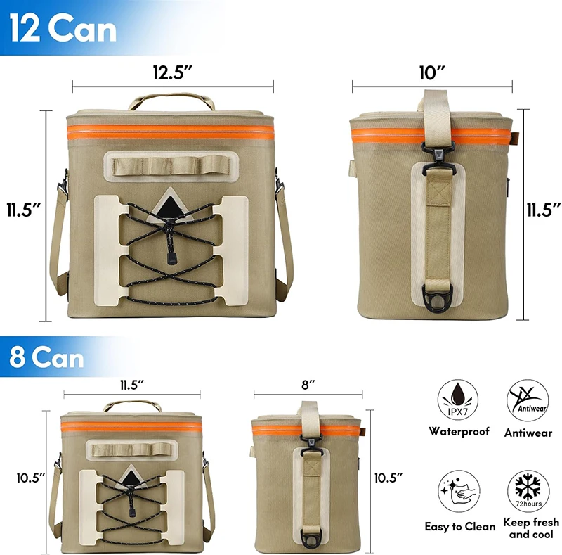 Heavy Duty 8-12 Can Soft Cooler Bag TPU Insulated Leakproof Waterproof ...