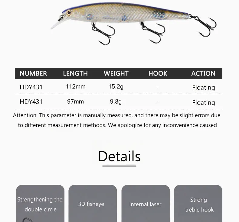 97mm 9.8g Suspending Fishing Lures Hard Bait 10colors For Choose Minnow Quality Professional ...