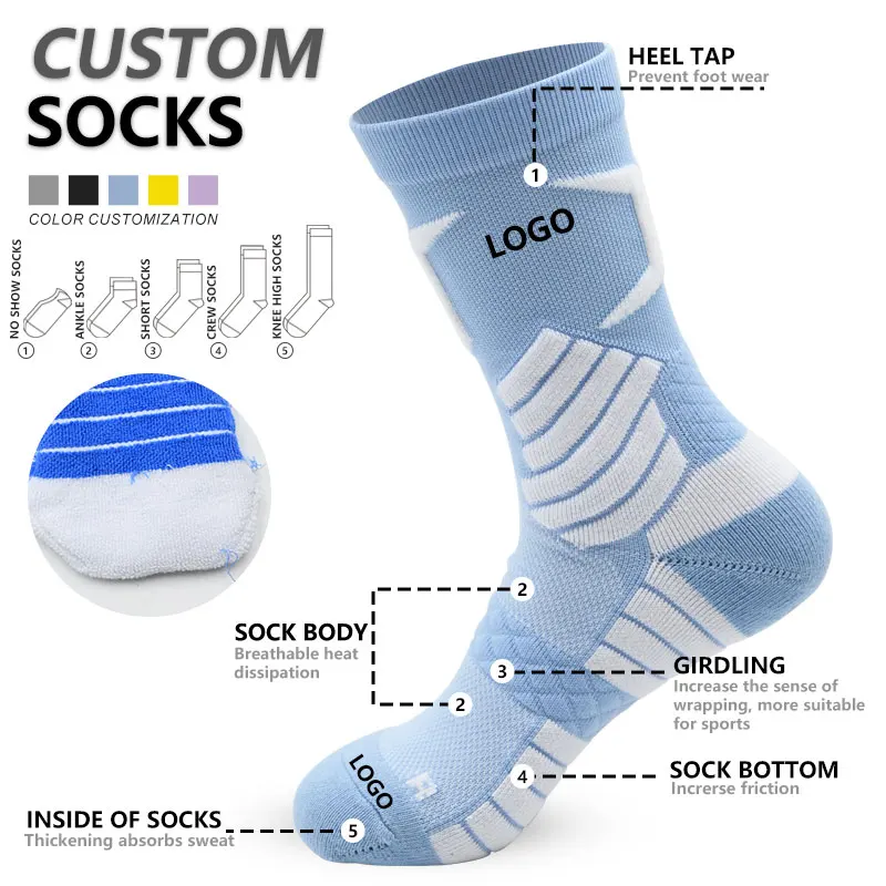 Wholesale Customized Cotton Running Socks Custom Soccer Sports Socks ...