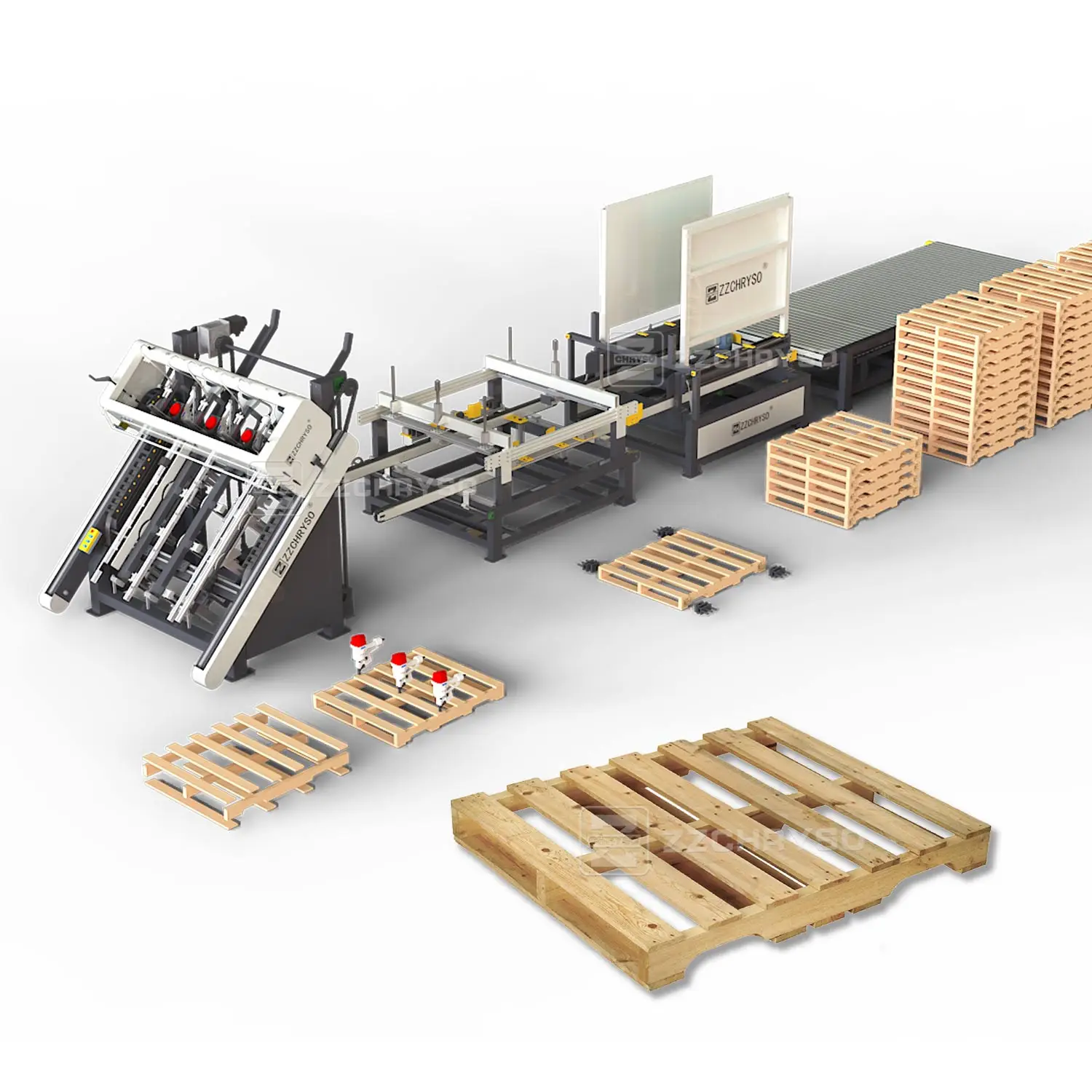 Manual Stringer Pallet Assembling Clamp Assembly Table Wood Pallet ...