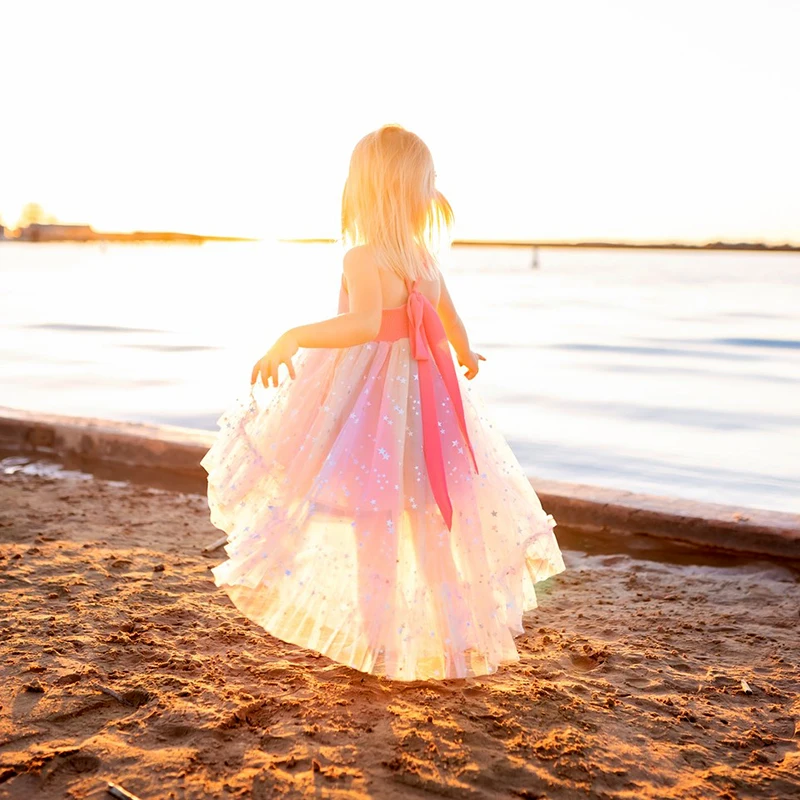 Toddler Baby Kid Girl Tutu Dress Rainbow Stars Tulle Smocked Back Tutu ...