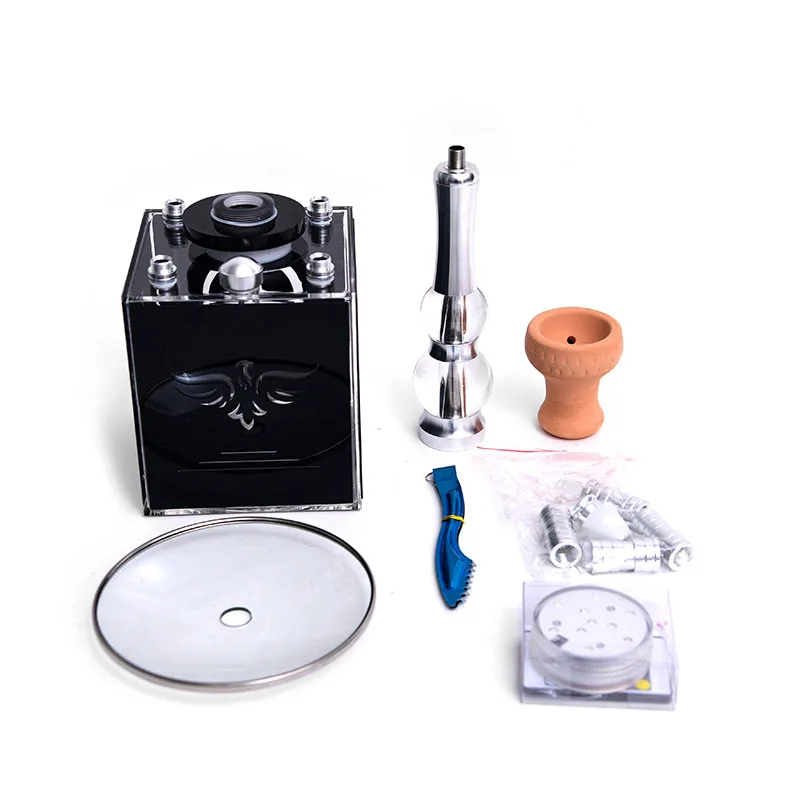 Large Size Glass Material Shisha Black Colorful Rechargeable Led Light ...