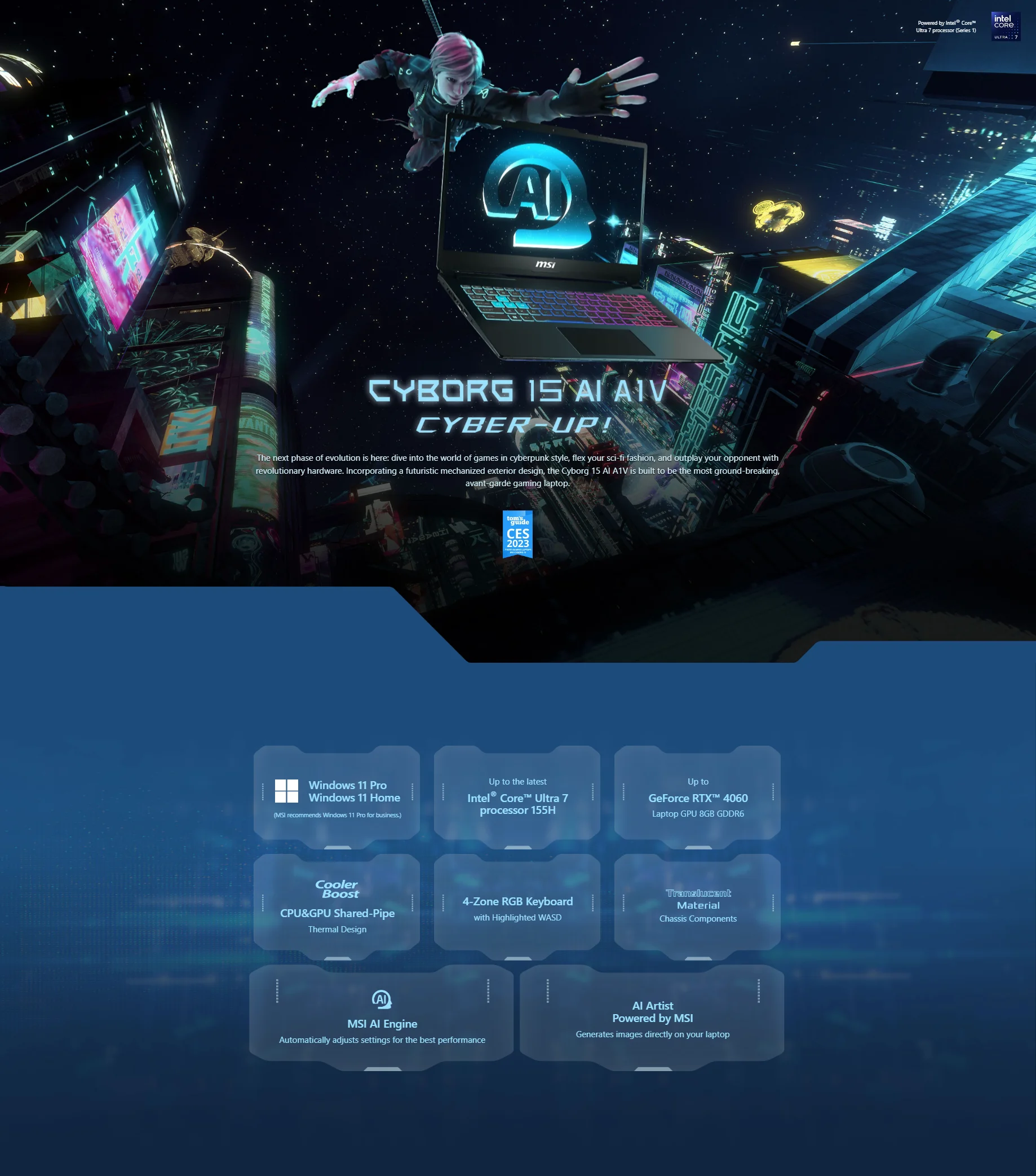 Msi Cyborg 15 Ai Pc Cyber Cool Design Laptop 15.6 Inch Ultra 7 155h ...