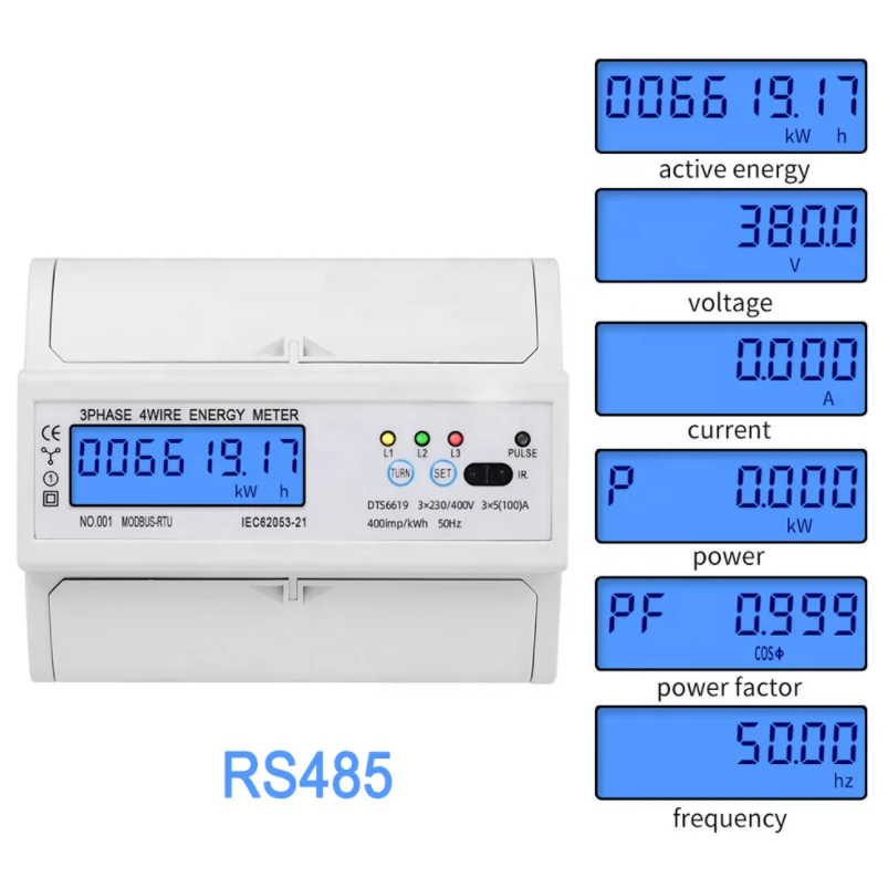 Din Rail Energy Meter Rs485 Modbus Multi-function Meter With Backlight ...