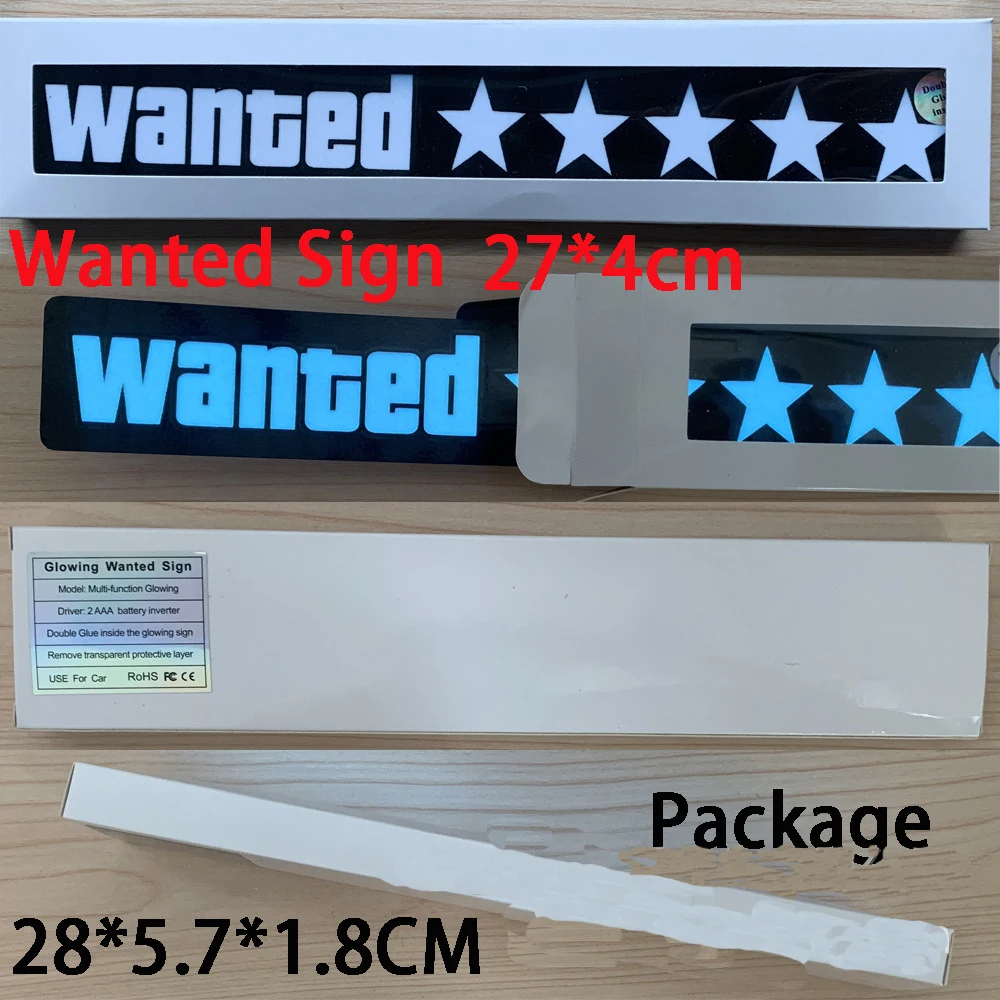 Wholesale Custom Glow Dark Panel Up Led Card Windshield Window Wanted ...