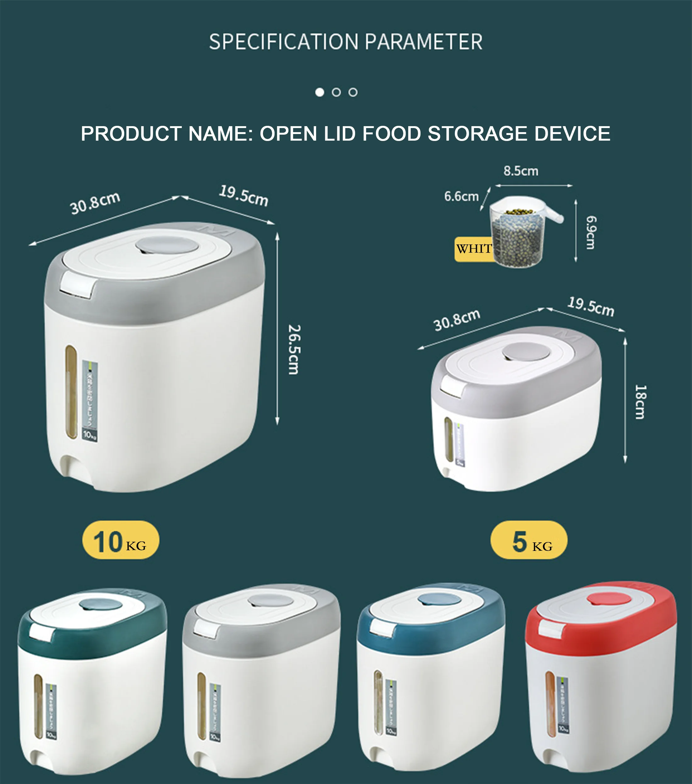 2800ml Plastic Bulk Food Storage Container Grain Transparent Tank Rice ...