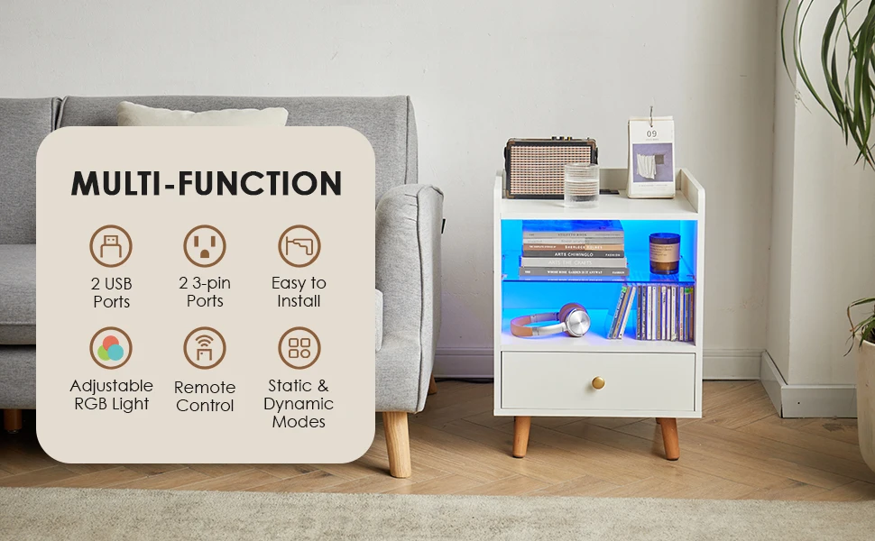 Modern Smart Bedside Table With Wireless Charging And Digital Lock ...