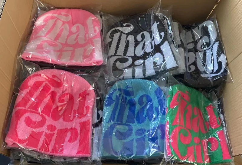 Custom Logo Jacquard Slouch Beanies - Winter Hats
