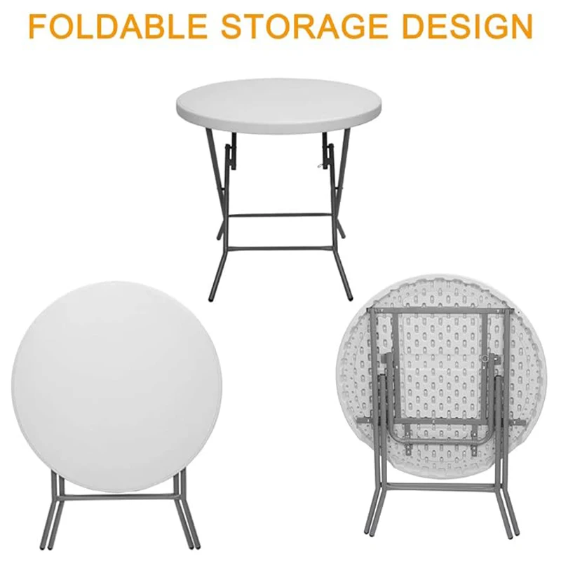 32 Inch Round Folding Table For Outdoor Indoor Lightweight Foldable Table With Thick Table Top ...