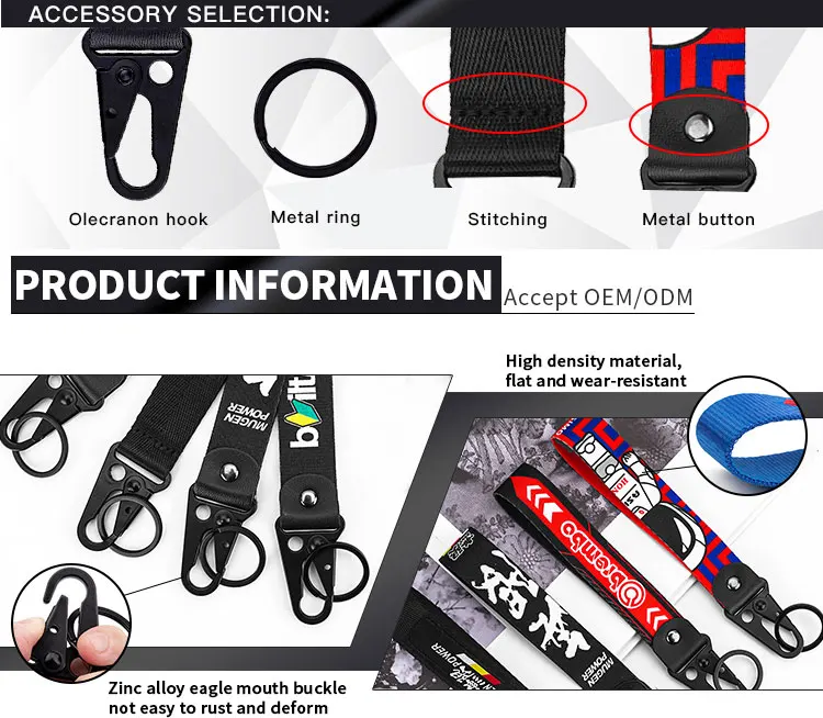 Custom Keychain Lanyard Logo Motorcycle Short Wrist Lanyards Key ...