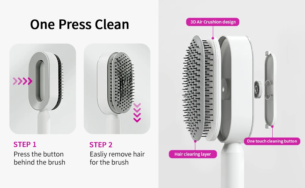 Hair Brush Massager - Automatic Clean Brush for Natural Hair